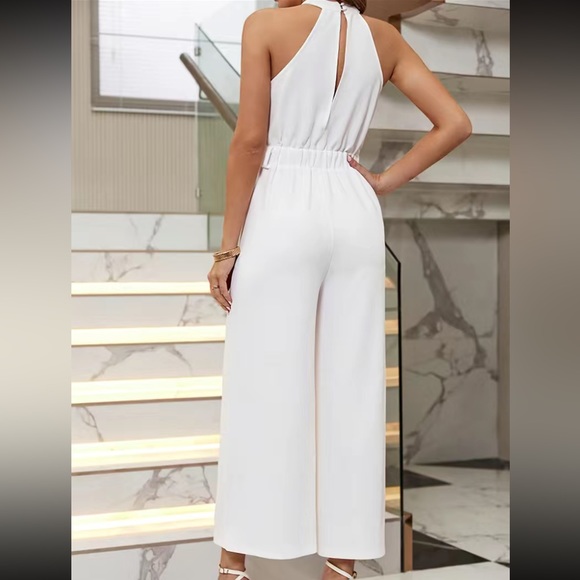 Tops | Luxe White Cross Cross Halter Top | Poshmark